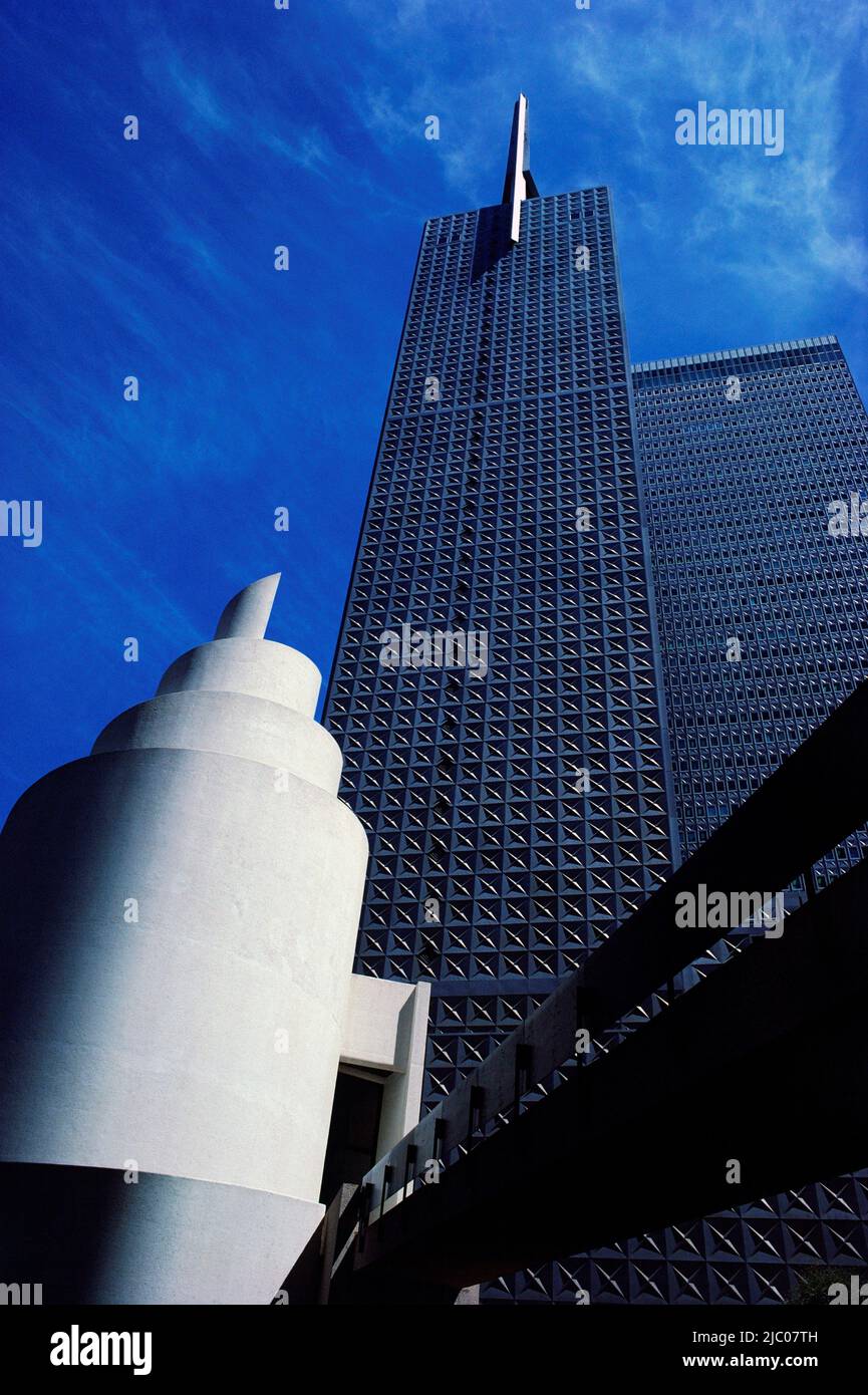 Low angle view of Thanksgiving Square in downtown Dallas, Texas, USA ...