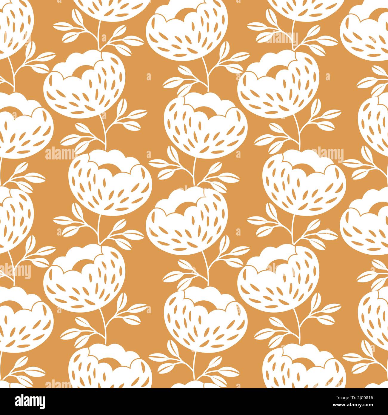 Seamless floral pattern based on traditional folk art ornaments. Modern ...