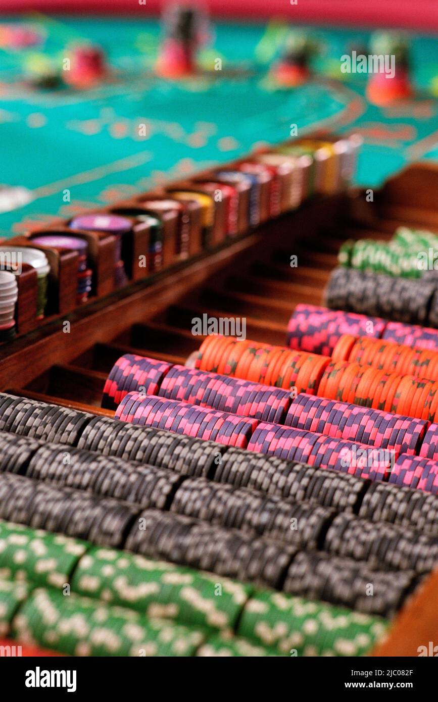 Casino chips on craps table hi-res stock photography and images - Alamy