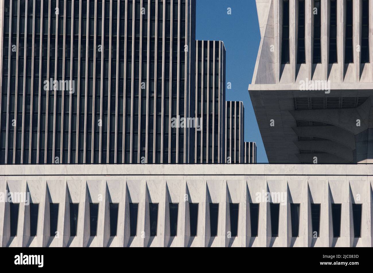 Architectural details of a government building, Empire State Plaza ...