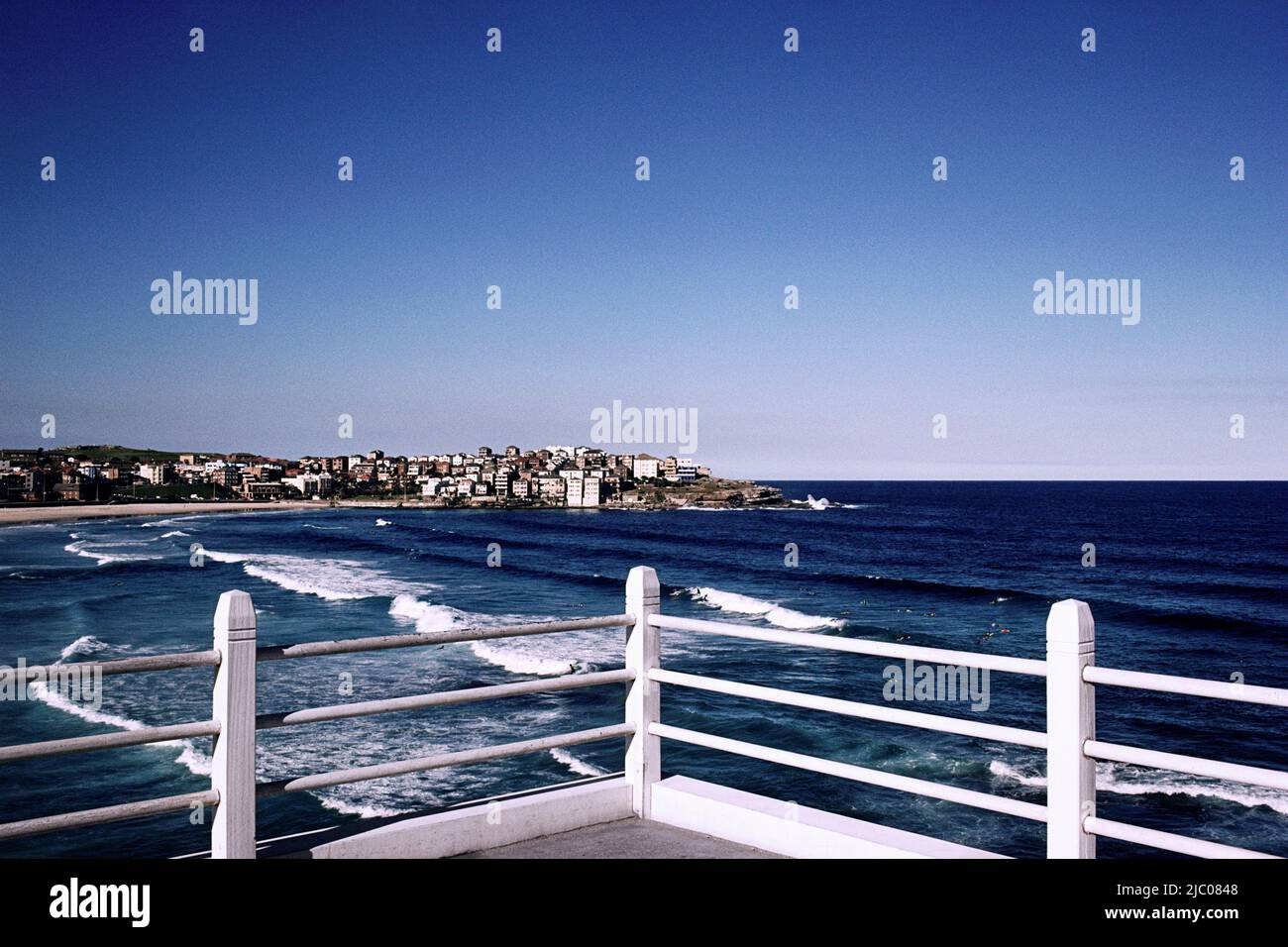 Bondi Beach viewed from a balcony, Sydney, New South Wales, Australia ...