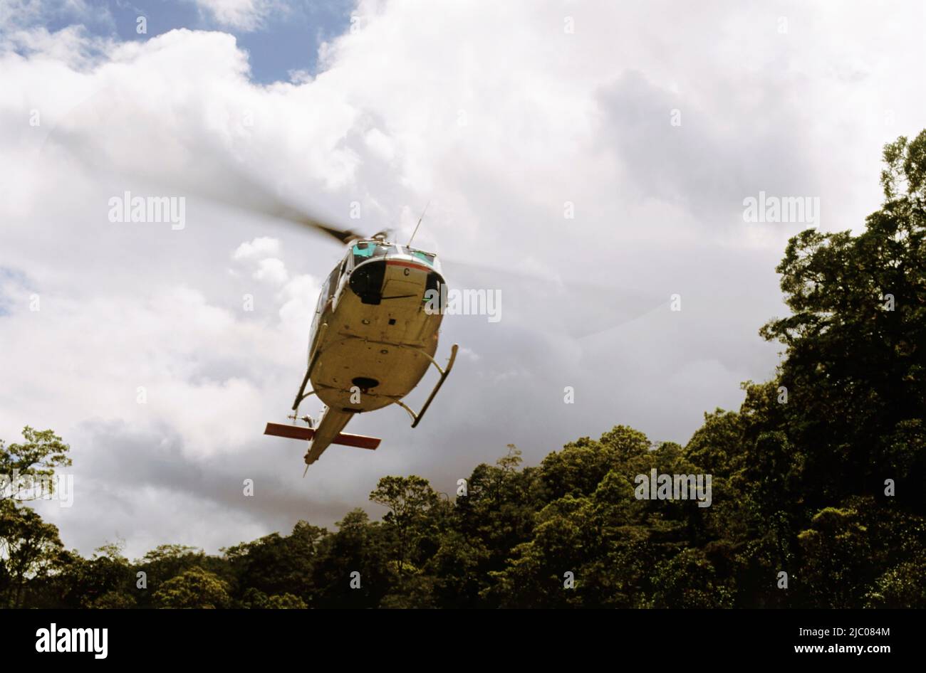 Low angle view of a helicopter, Jayawijaya Mountains, Irian Jaya, New ...