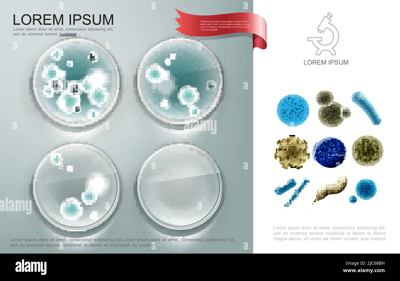 Realistic biological microorganisms composition with bacterial cells on ...