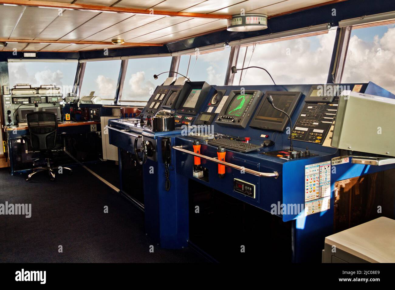 Control room on bridge of ship Stock Photo - Alamy