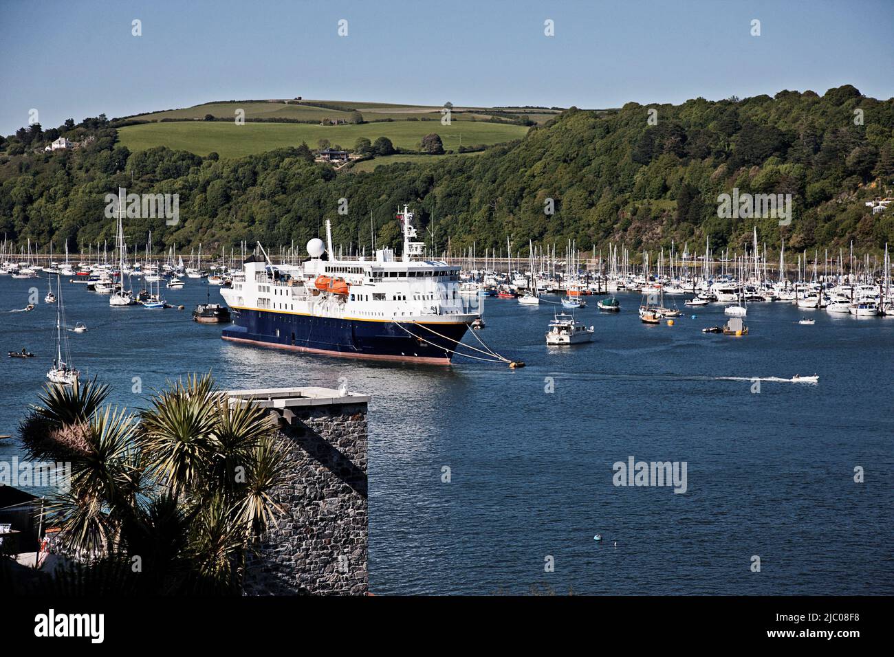 Cruise ship with other boats in port, Dartmouth, Devon, England Stock ...