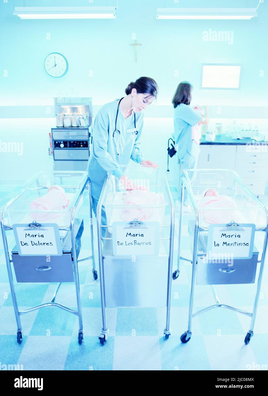 Nurses taking care of babies at the hospital maternity ward Stock Photo ...