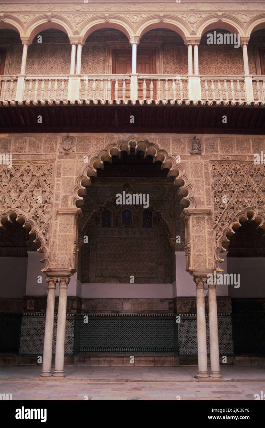 Courtyard of a palace, Alcazar Palace, Seville, Spain Stock Photo - Alamy