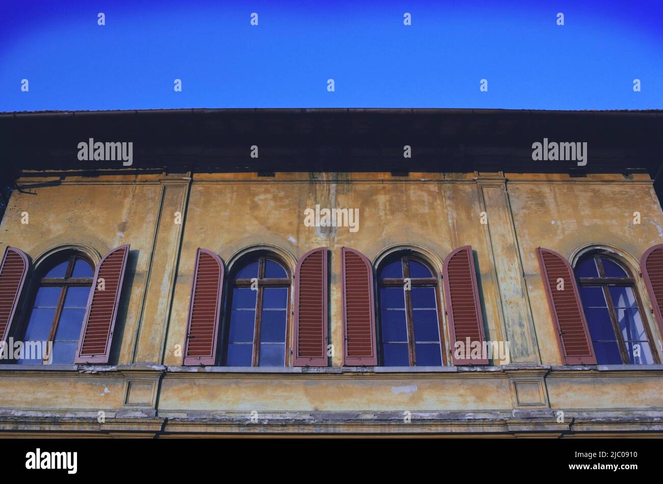 Architectural details of windows with shutters, Rome, Italy Stock Photo ...