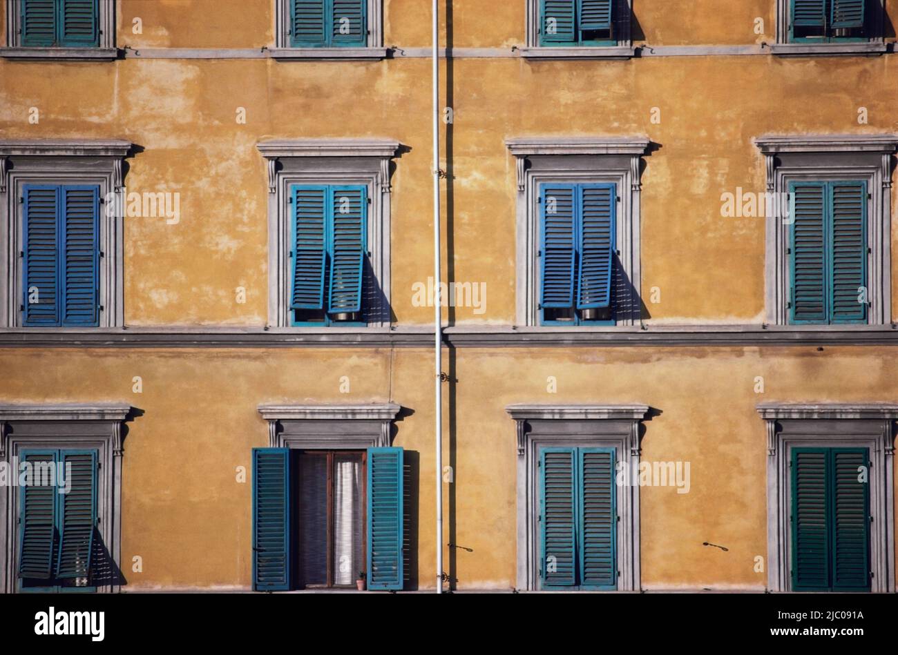 Architectural details of windows with shutters, Rome, Italy Stock Photo ...
