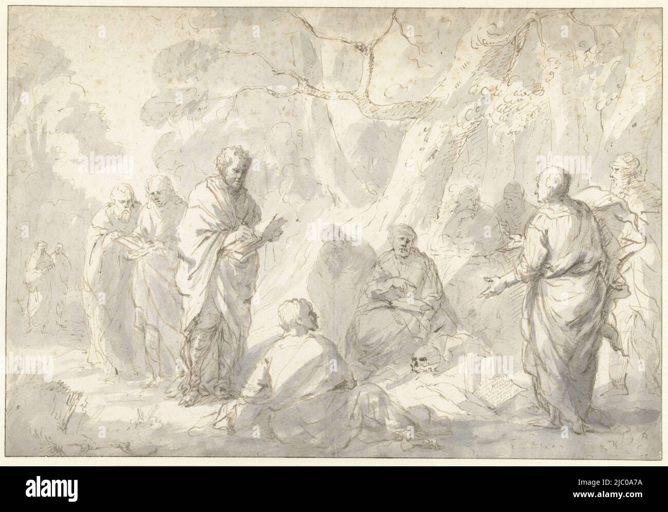 Philosophers arguing about the relocation of souls, draughtsman ...