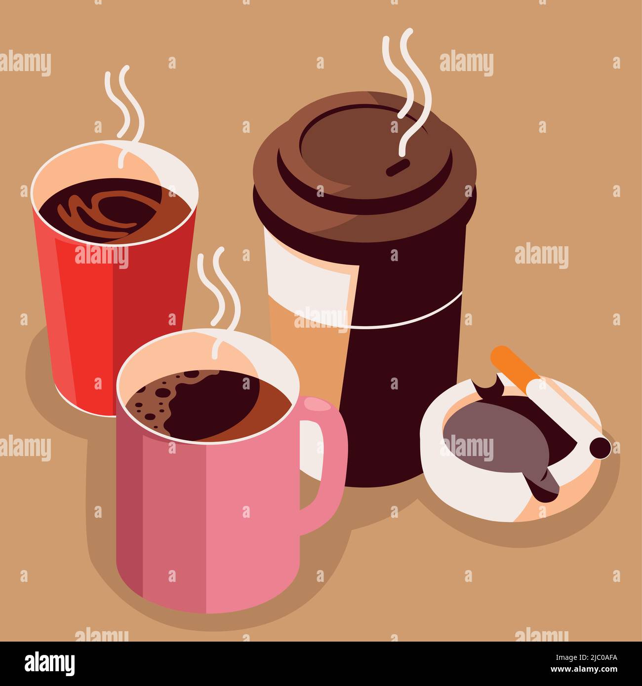 coffee cups cigar and ashtray Stock Vector Image & Art - Alamy