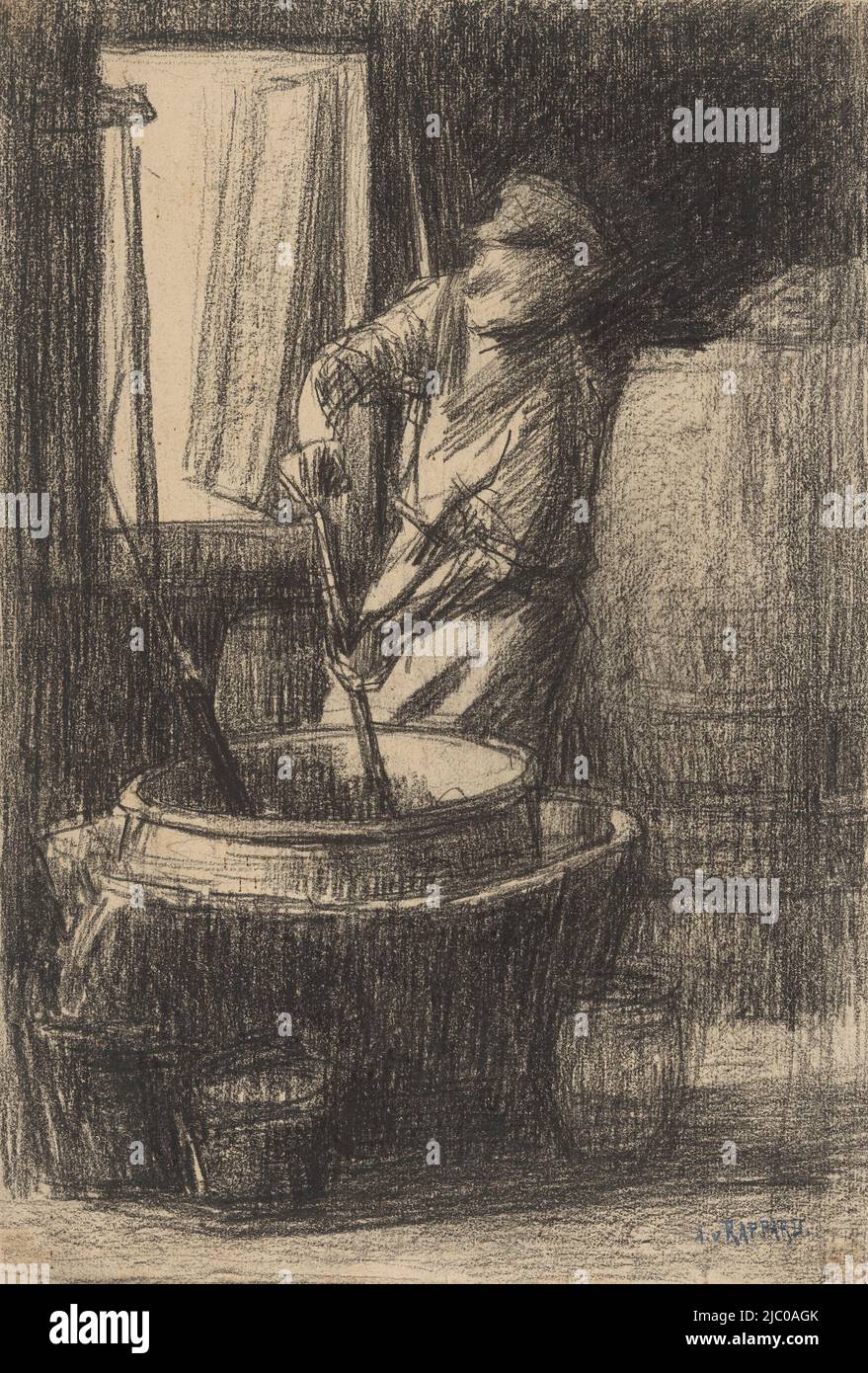 Mixing the paint, draughtsman: Anthon Gerhard Alexander van Rappard ...
