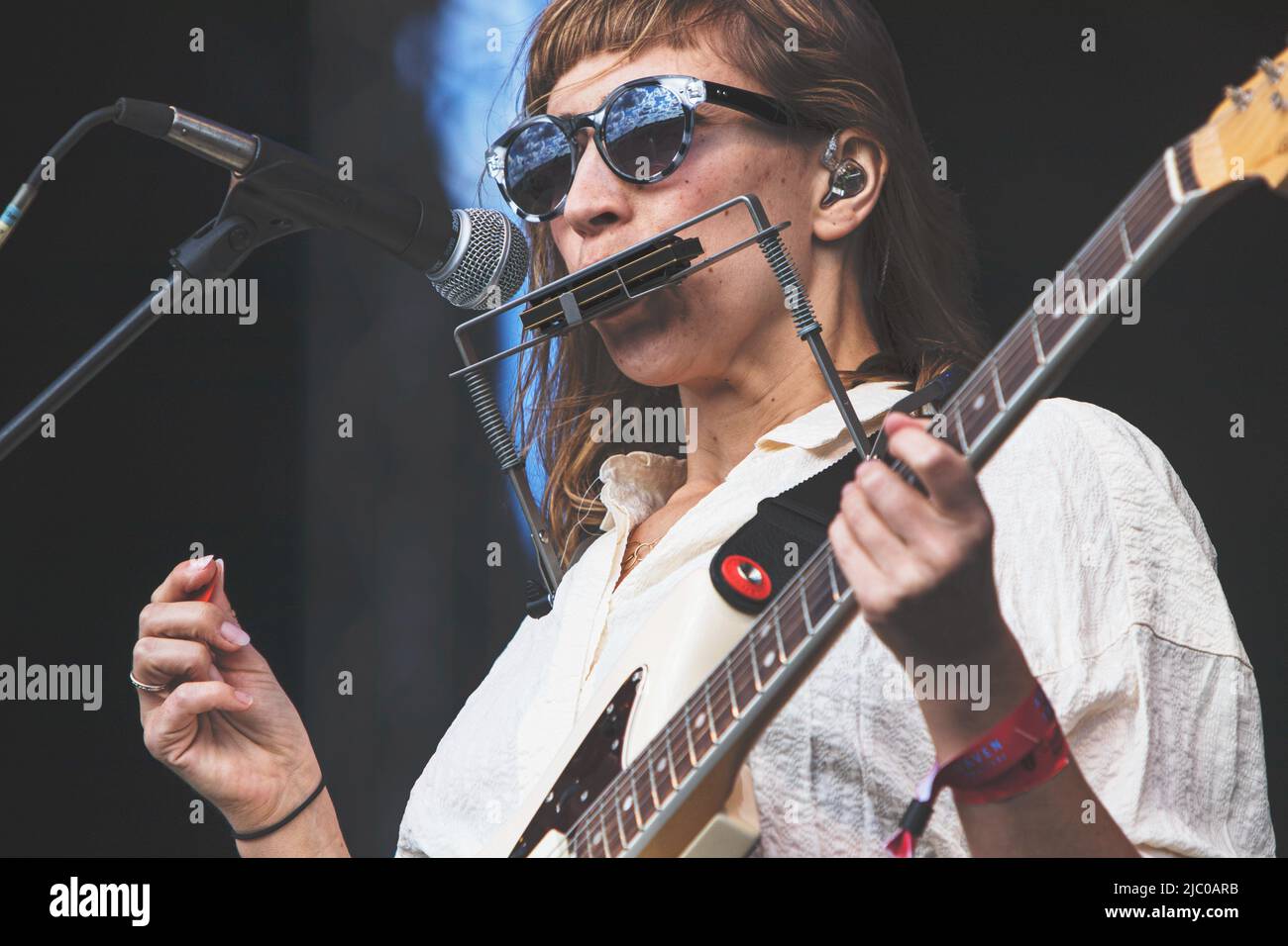 Maia Friedman of Dirty Projectors Rock band performs live on stage at ...