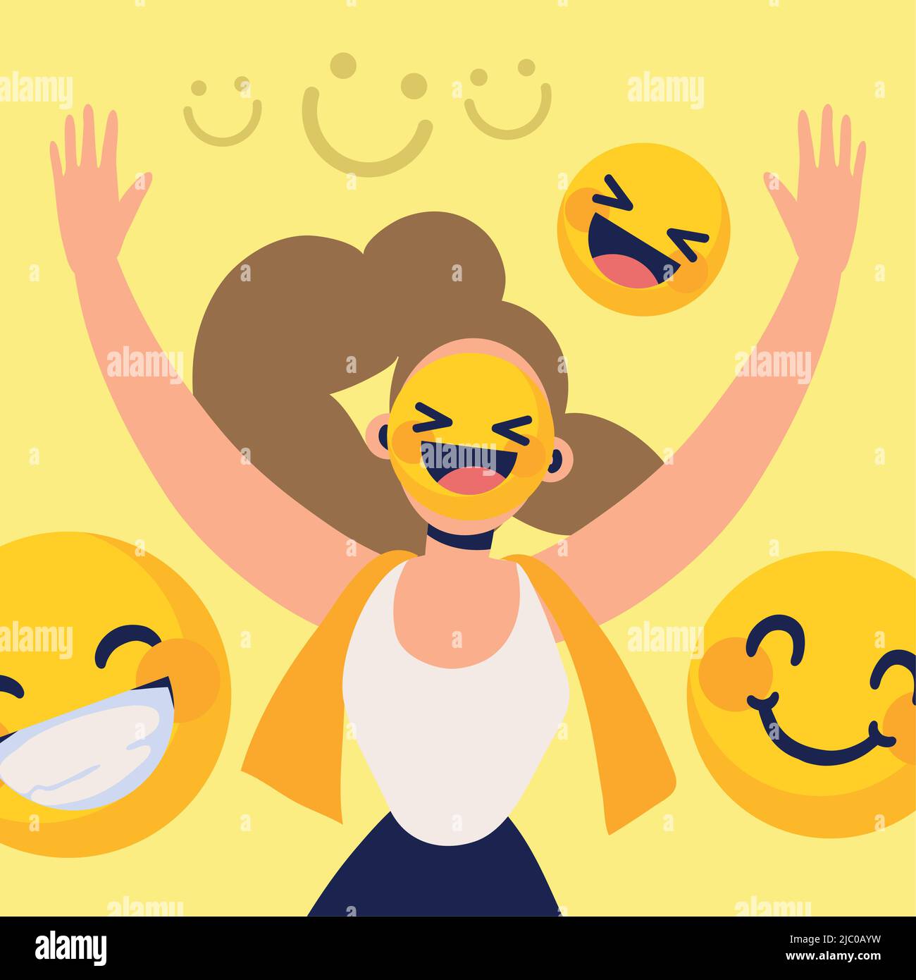 woman with happy emoji face Stock Vector Image & Art - Alamy
