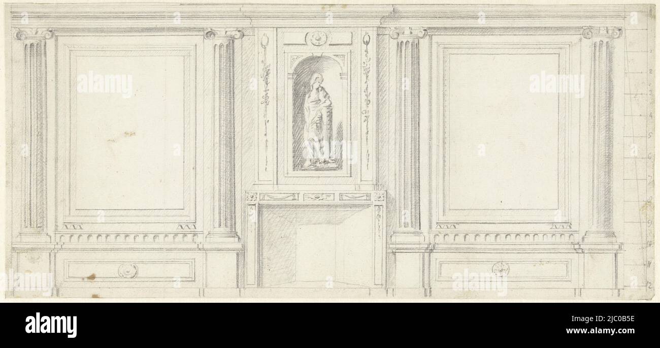 Design for a wall decoration, Design for room decoration with three ...