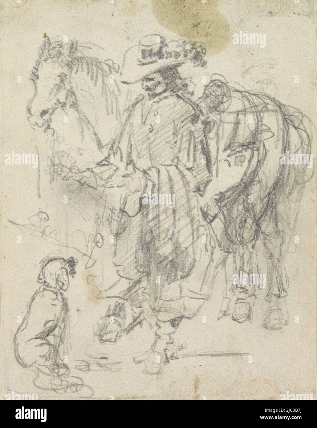 Design for a print, The knight and the dog, draughtsman: Adrien Joseph ...