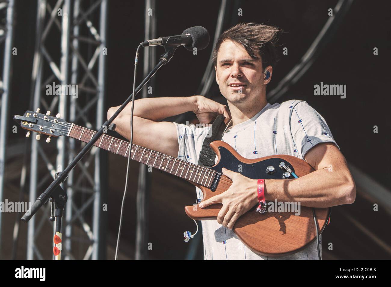 David Longstreth of Dirty Projectors Rock band performs live on stage ...