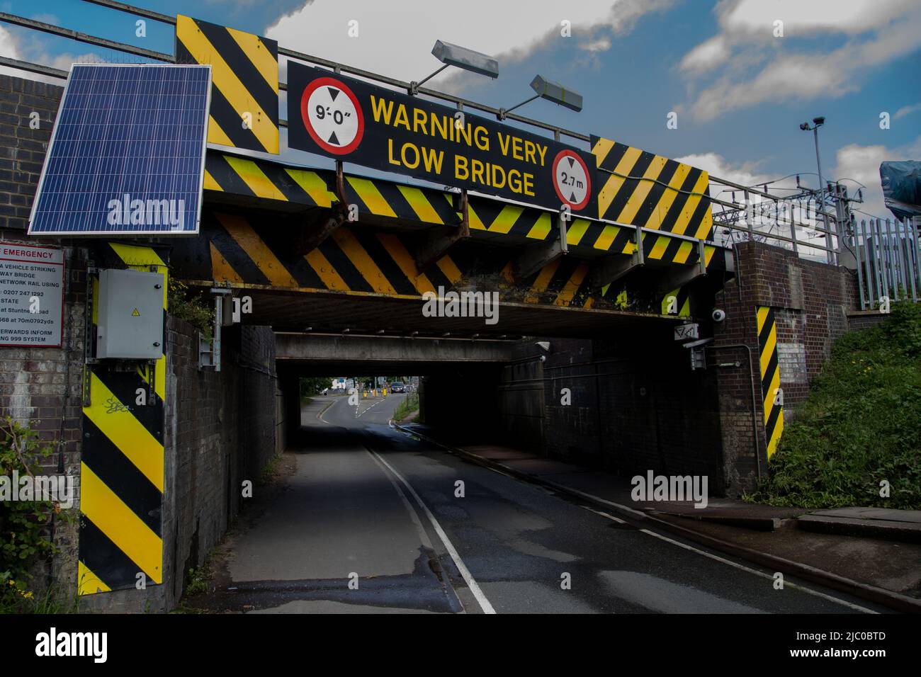 Low bridge warnings, Ely, Cambridgeshire Stock Photo - Alamy