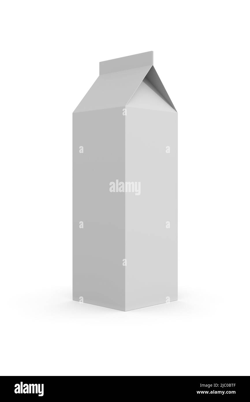 Milk and juice cardboard box on white background. Isolated 3d ...