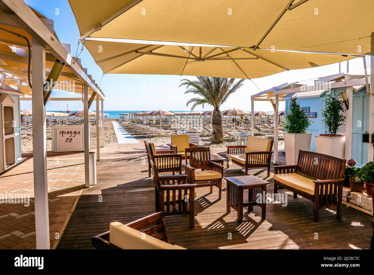 The wonderful beach of Riccione, a seaside town on the Adriatic Riviera ...