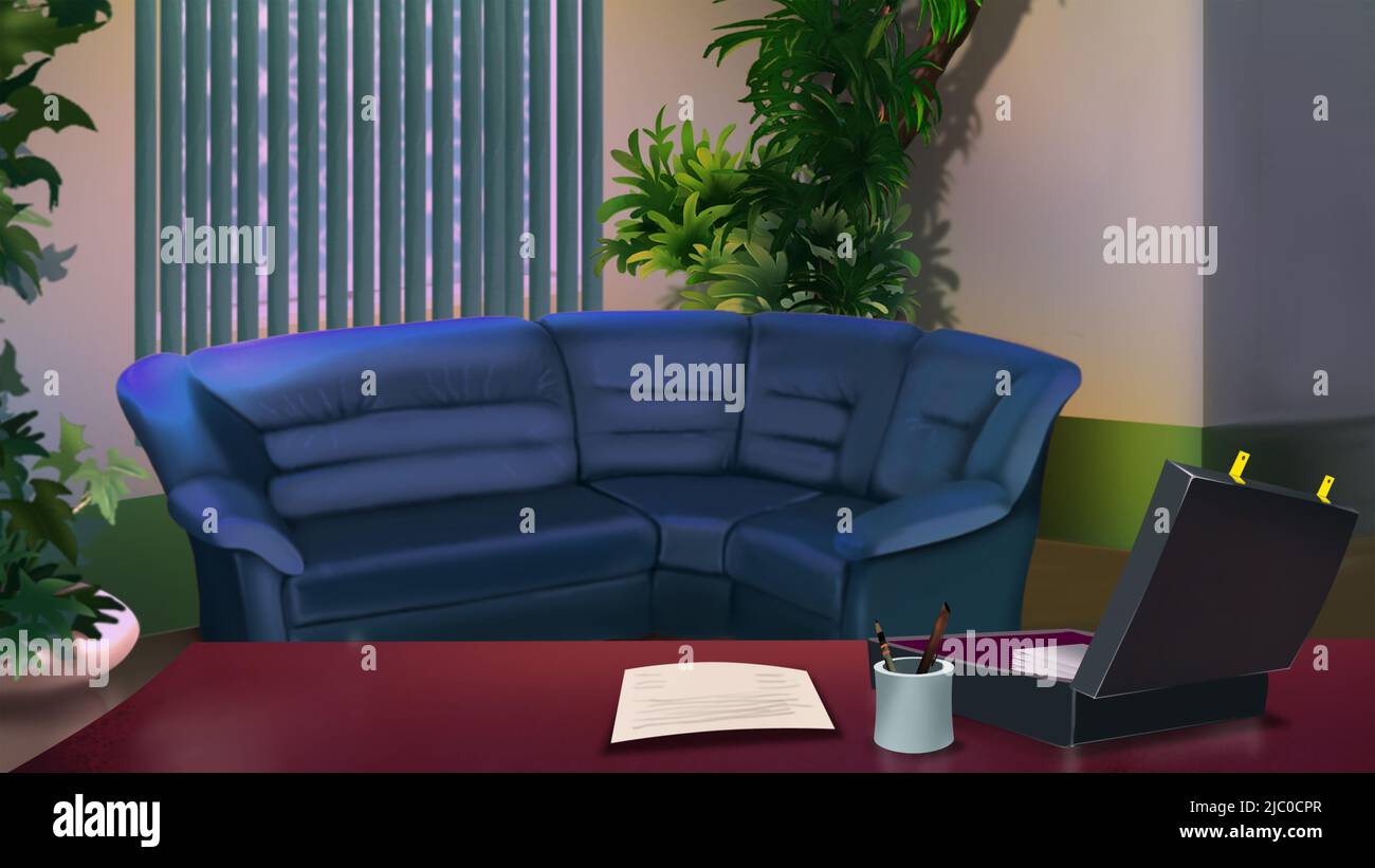 Boss office interior. Digital Painting Background, Illustration Stock ...