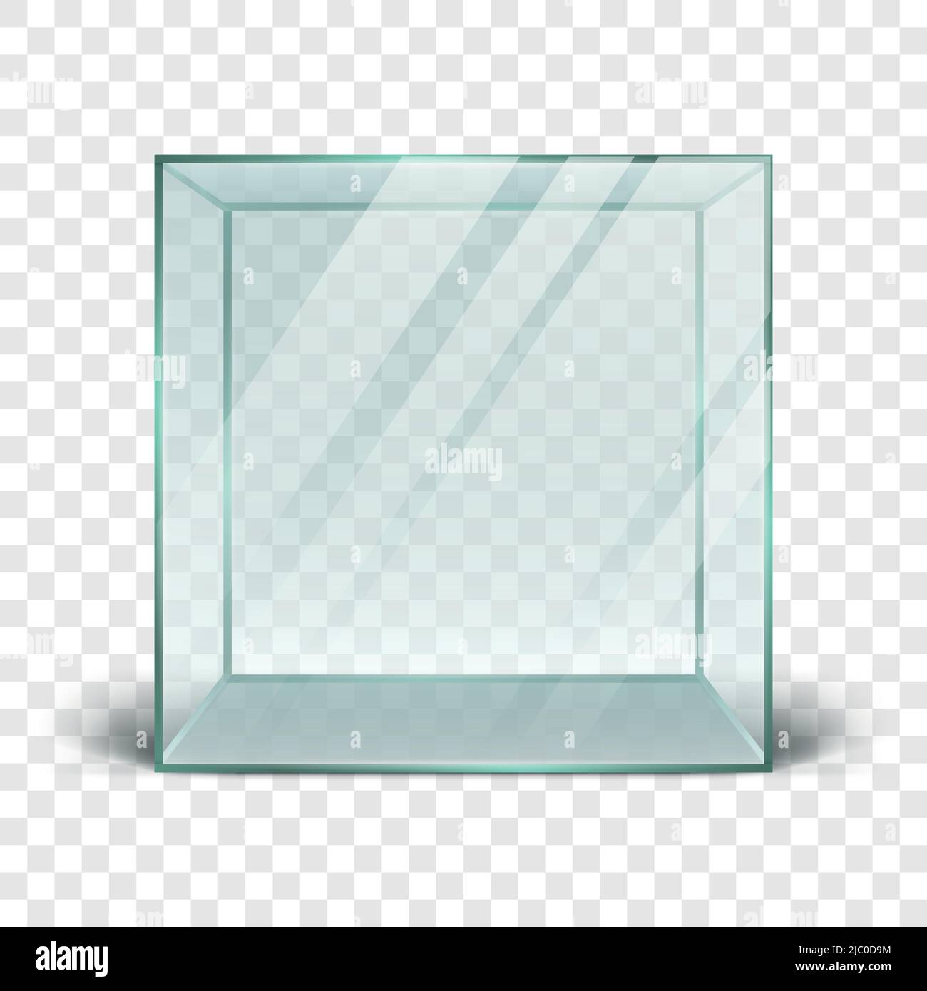 Clean 3d glass box vector illustration. Glass transparent empty box for ...