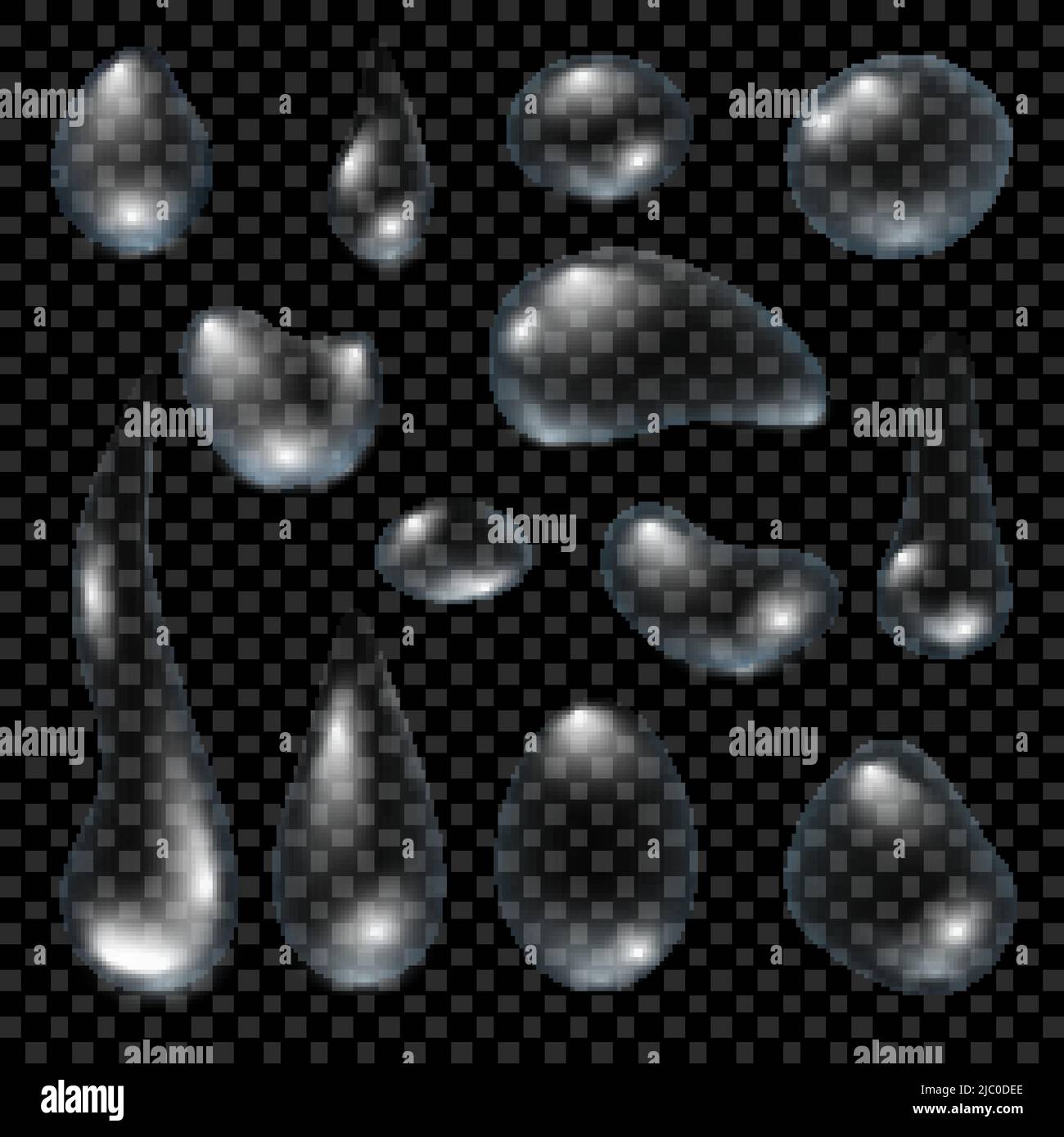 Vector rain drop set. Clear water drops isolated on transparent ...