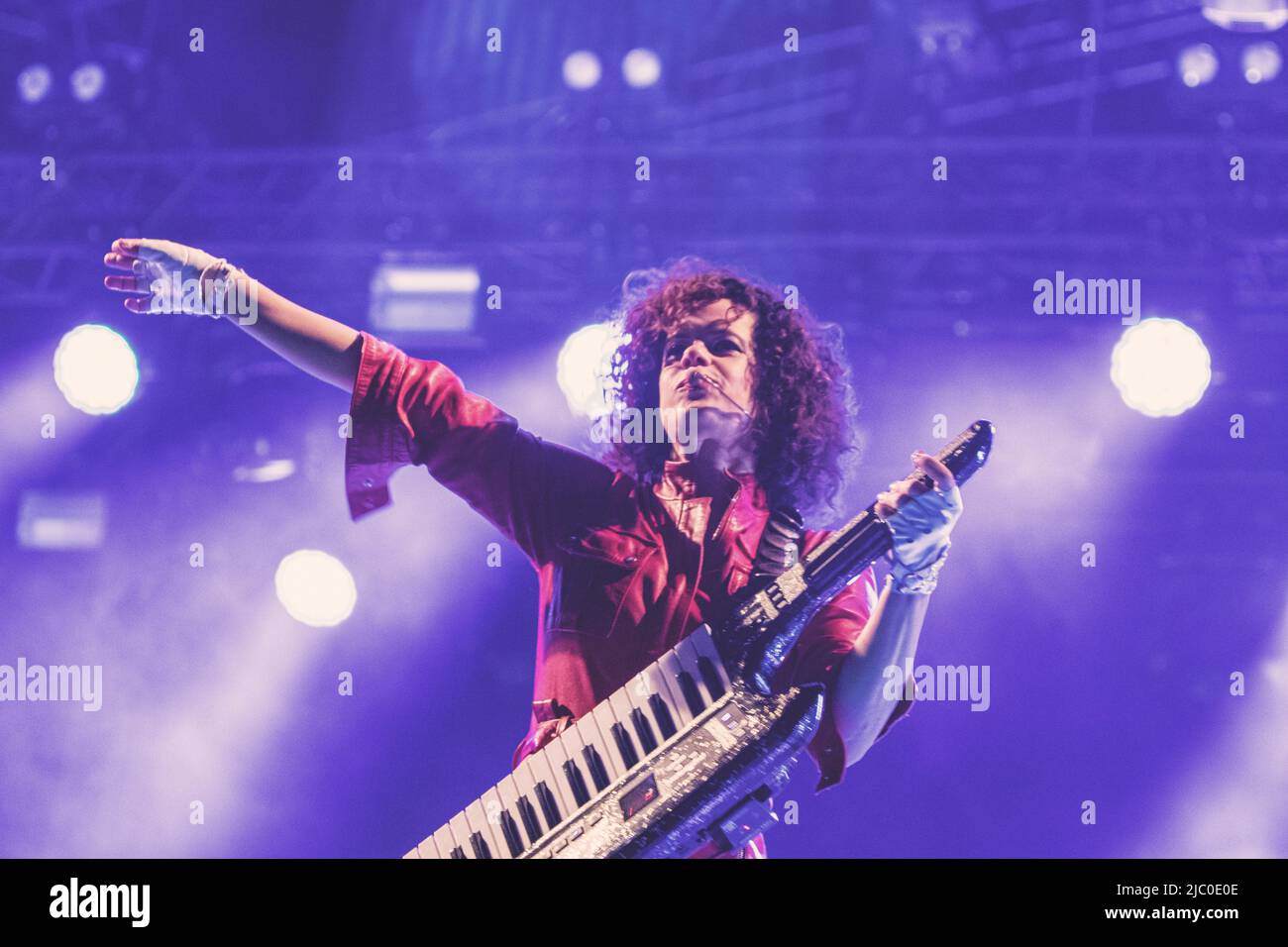 RÈgine Chassagne of Arcade Fire Rock band performs live on stage at ...