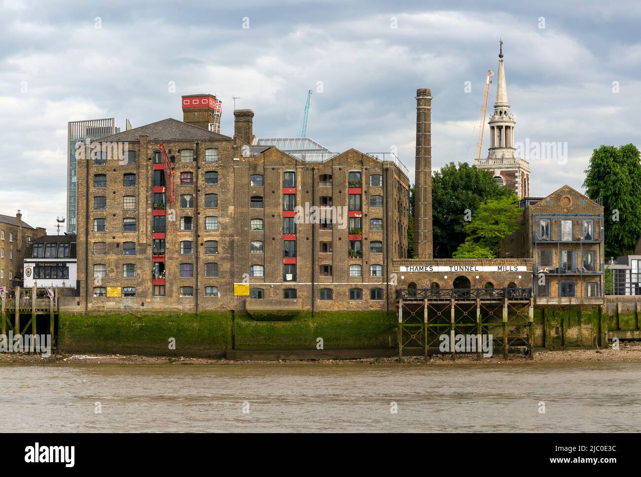 Thames Tunnel Mills, warehouses and industrial buildings on waterfront ...