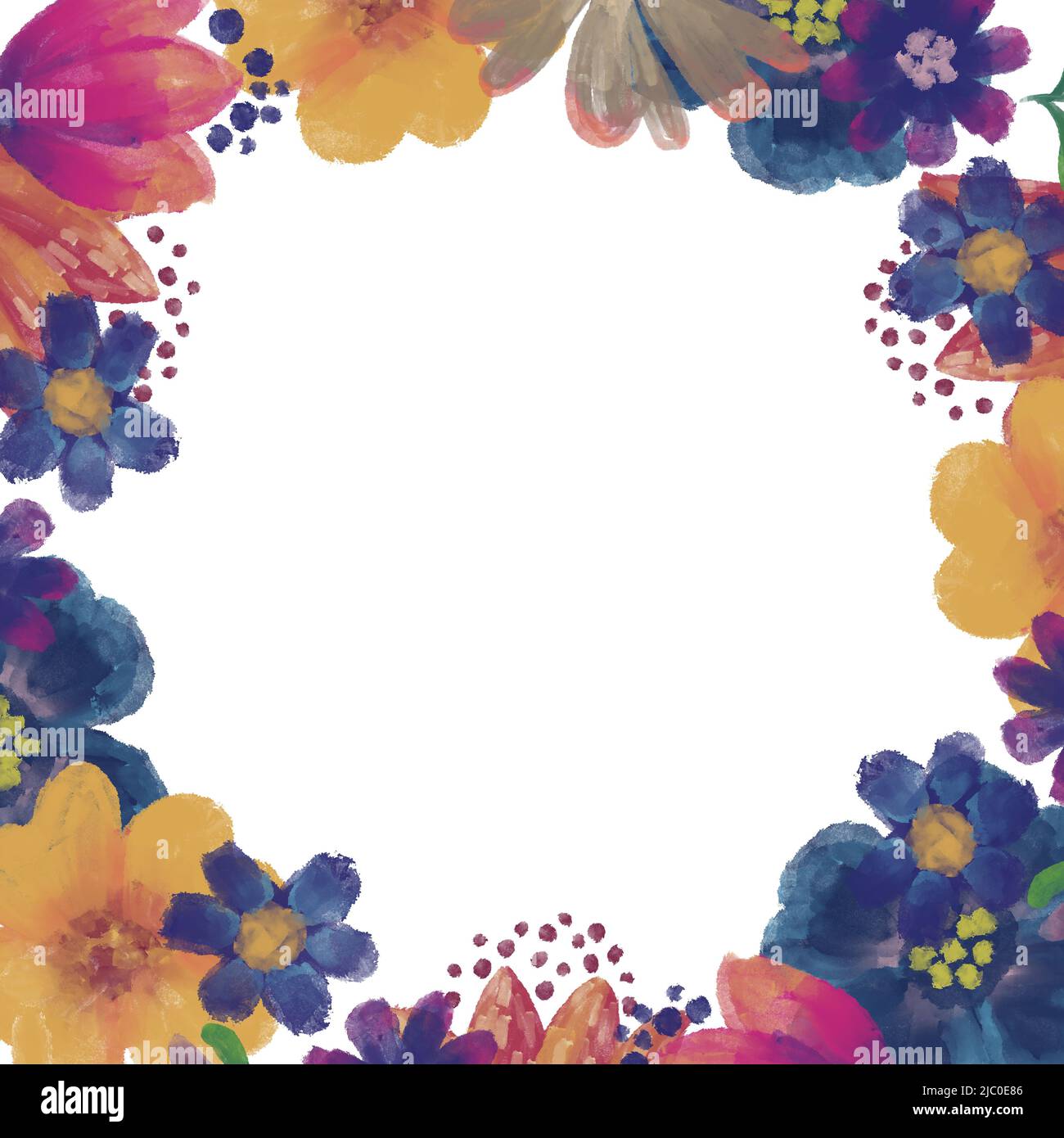 Greeting card with watercolor flowers. Abstract floral frame. Botanical ...