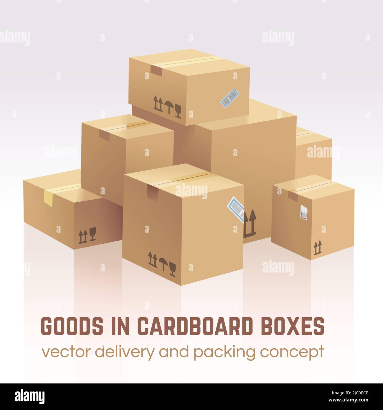 Goods in cardboard boxes. Vector delivery and packing concept. Box ...
