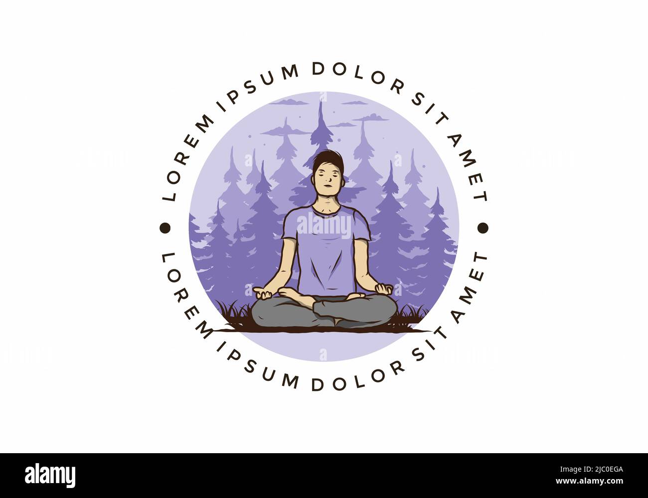 Colorful illustration design of a someone doing yoga and meditating ...