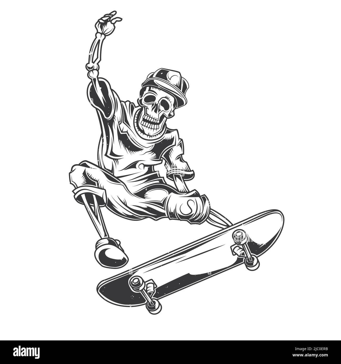 skeleton on skate board design vector Illustration Stock Vector Image ...