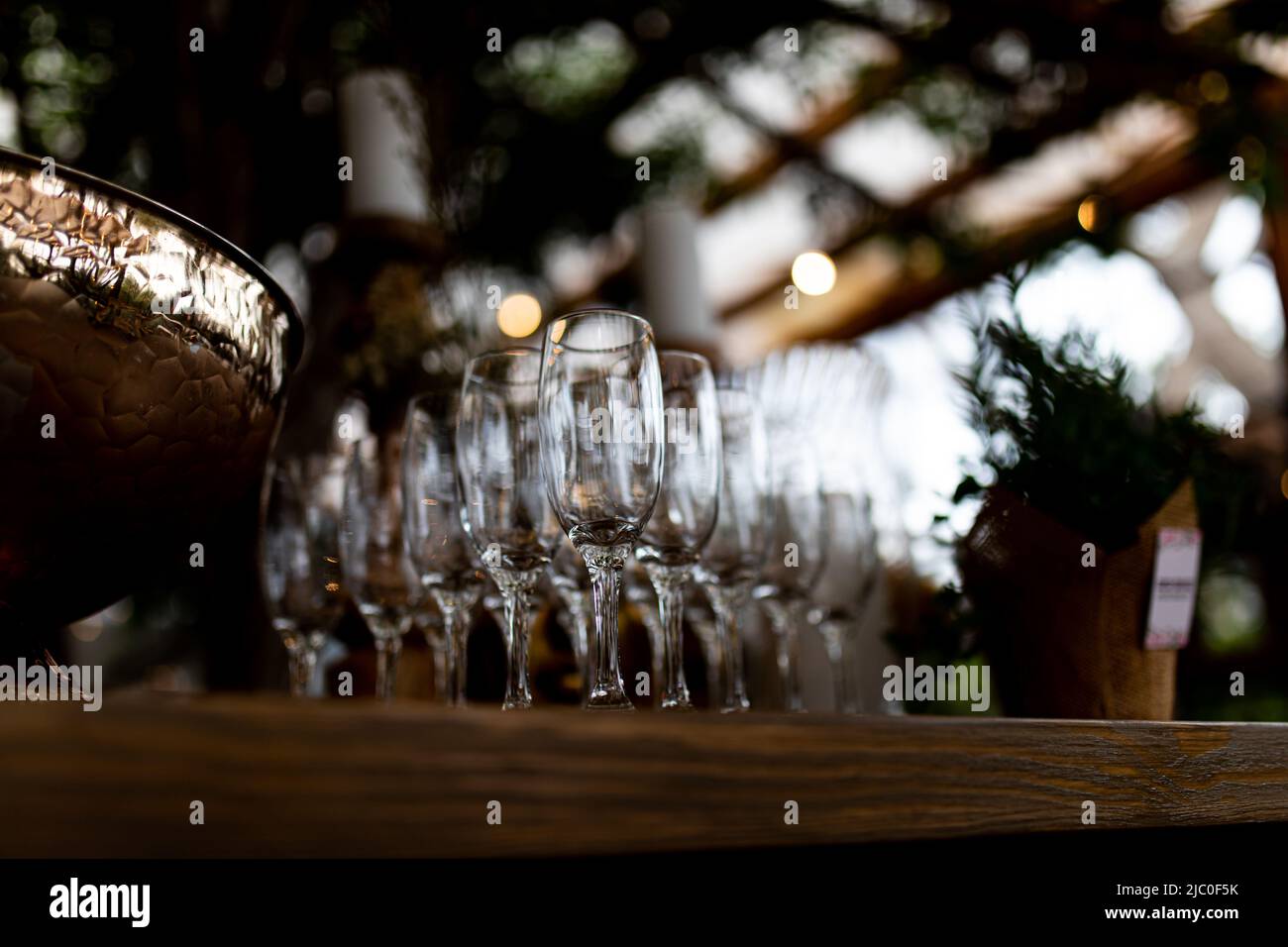 Luxury table settings for fine dining with and glassware, pouring wine ...
