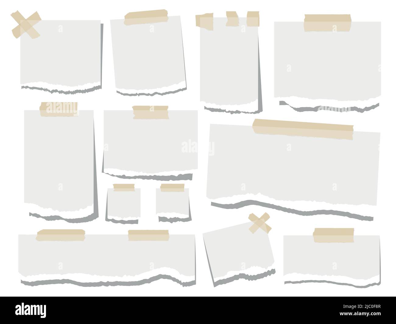 Blank paper torn page notes. Office notepaper sheets isolated on white ...
