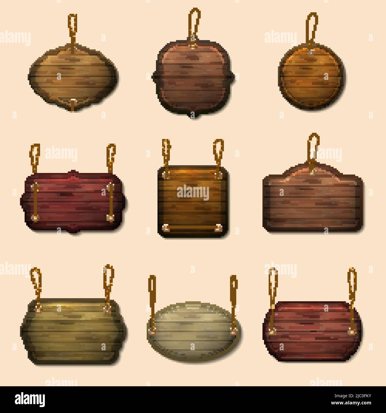 Old wooden label templates or vector wooden banners. Wood signboard ...