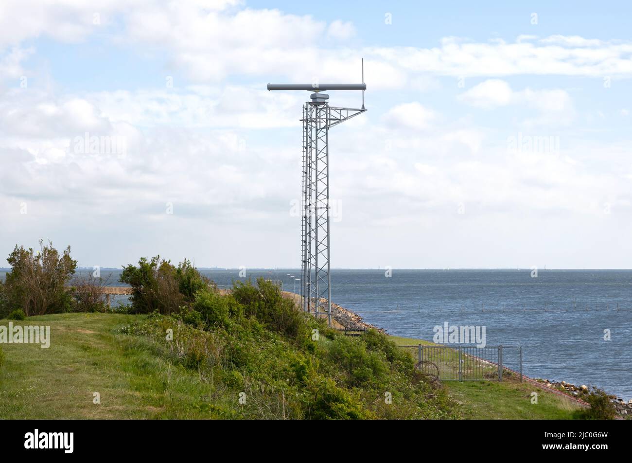 Marine traffic radar, small tower in a green area Stock Photo - Alamy