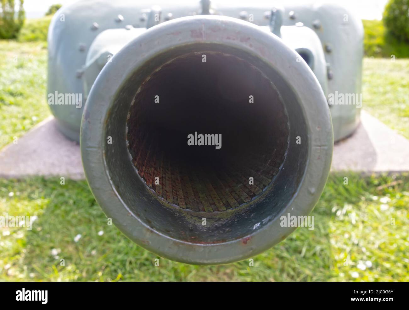 Barrel of a dug in Sherman tank in the Netherlands, used in the cold ...
