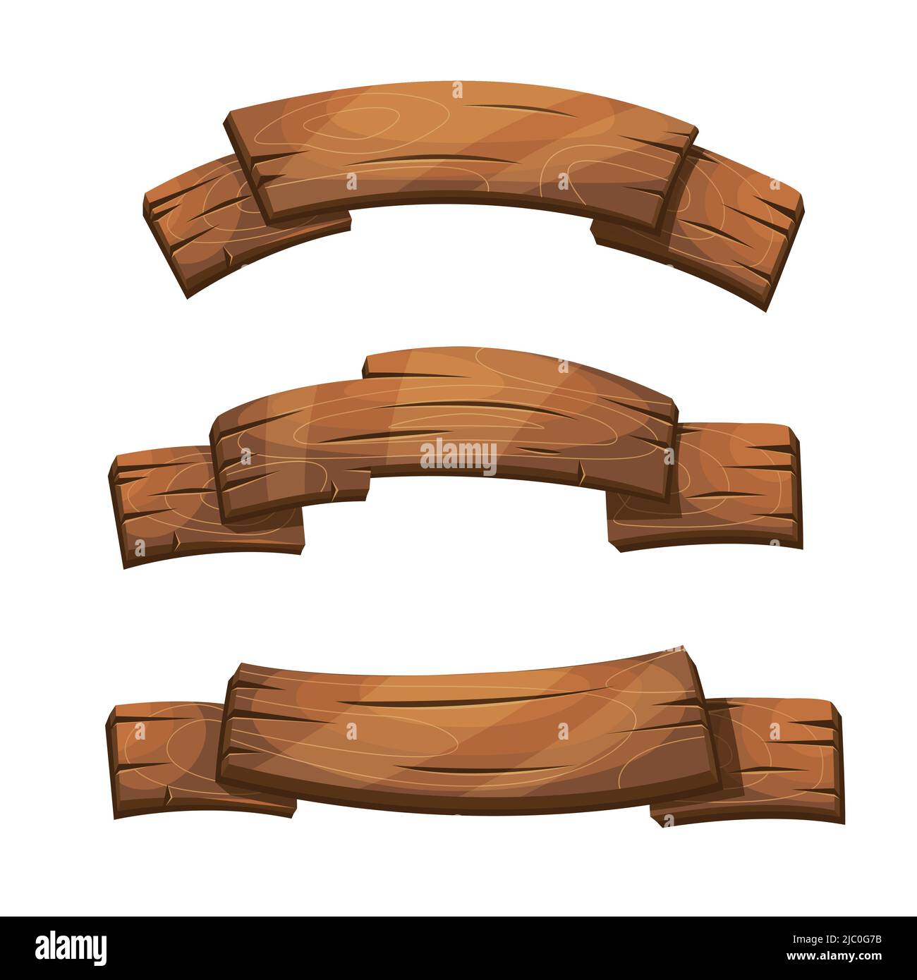 Comic wooden banners and signs. Wood plank board, cartoon wooden brown ...