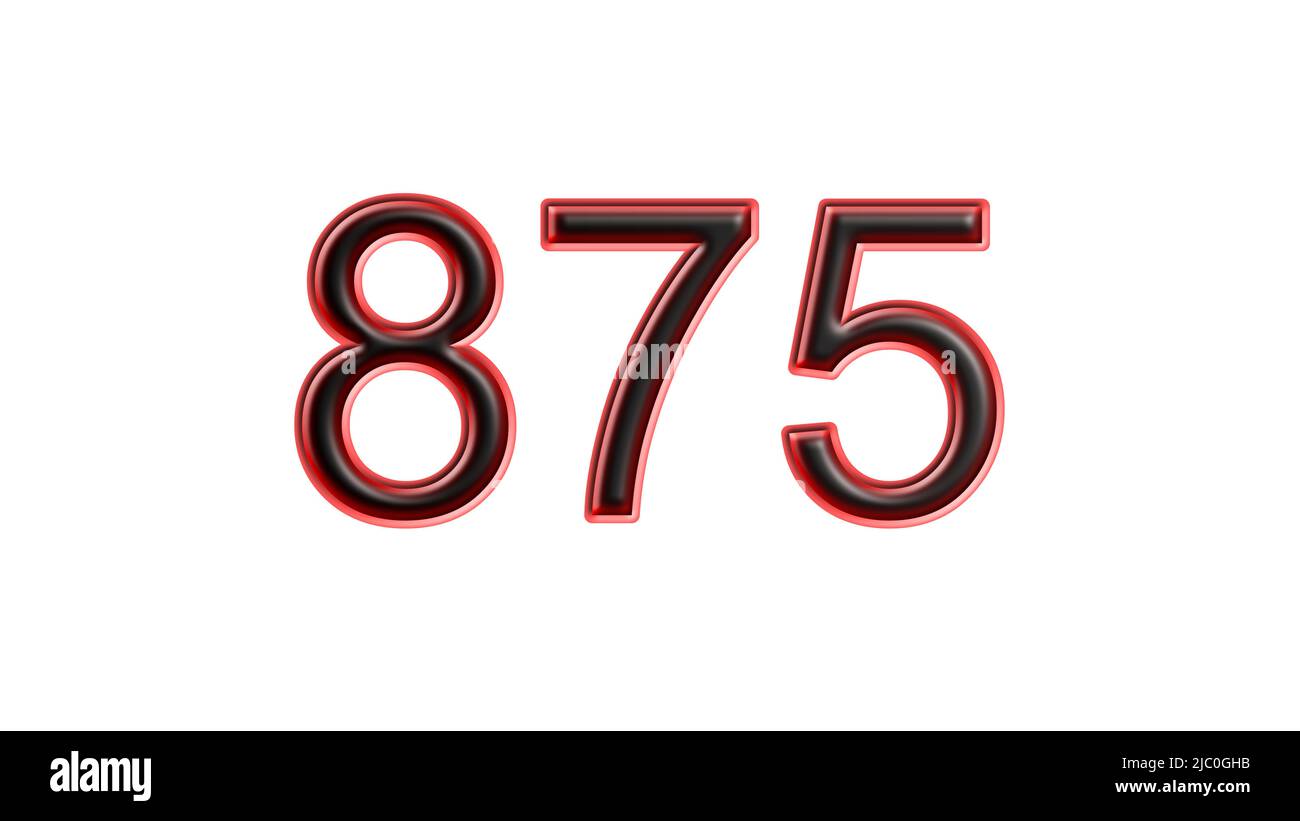 red 875 number 3d effect white background Stock Photo - Alamy