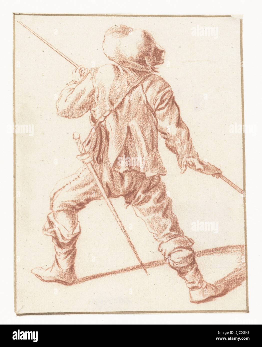 Man Fighting with a Lance, Seen from Behind, draughtsman: Philips ...