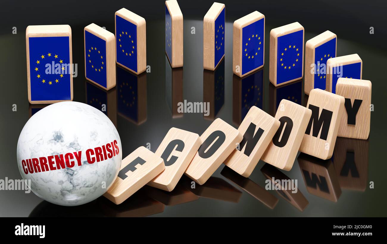 EU Europe and currency crisis, economy and domino effect - chain ...
