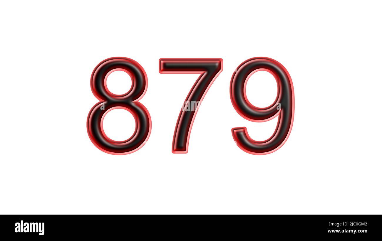 red 879 number 3d effect white background Stock Photo - Alamy