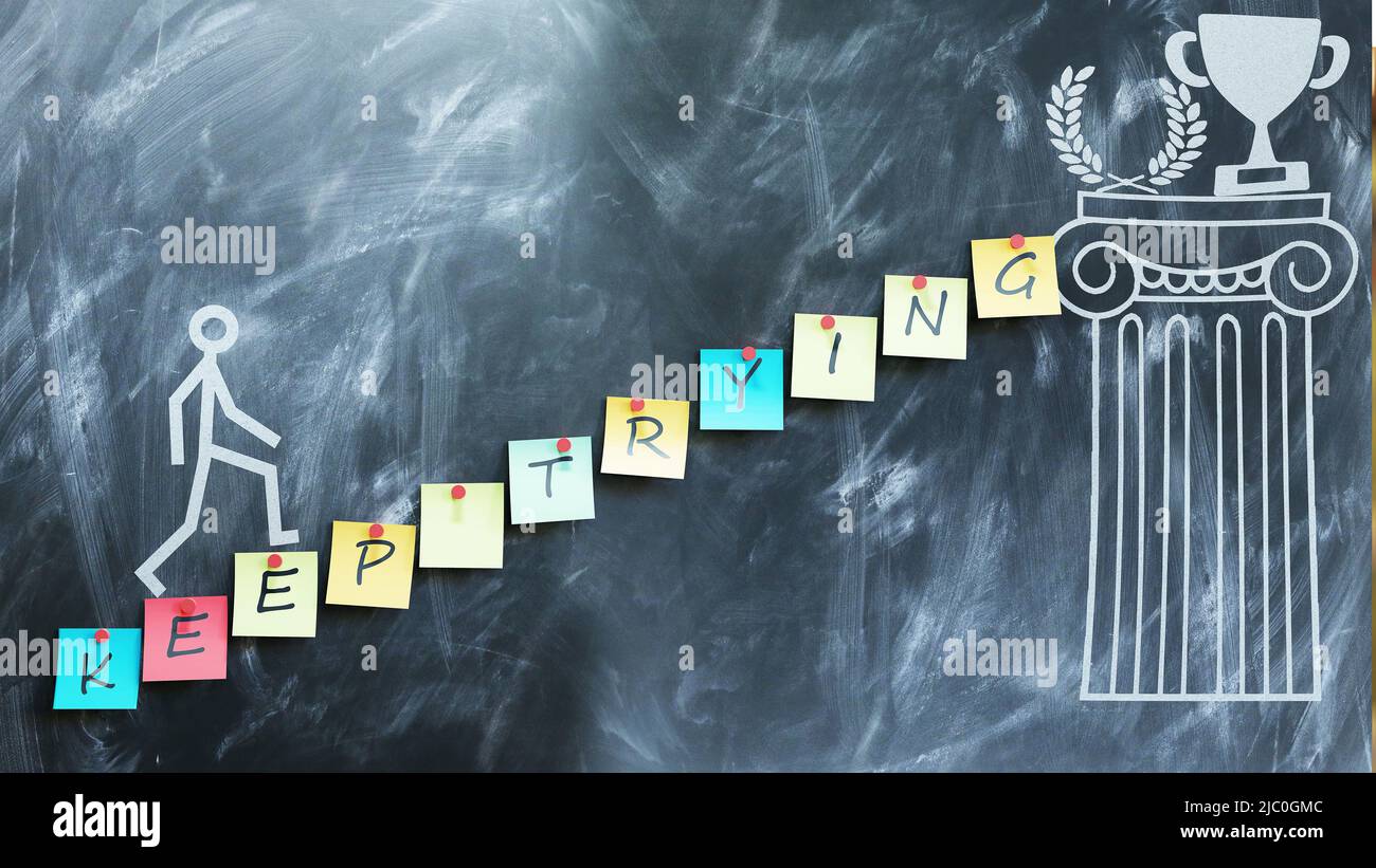 Keep trying make steps to success, wealth and prosperity in personal ...