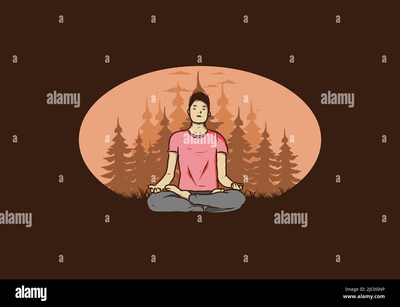 Colorful illustration design of a someone doing yoga and meditating ...