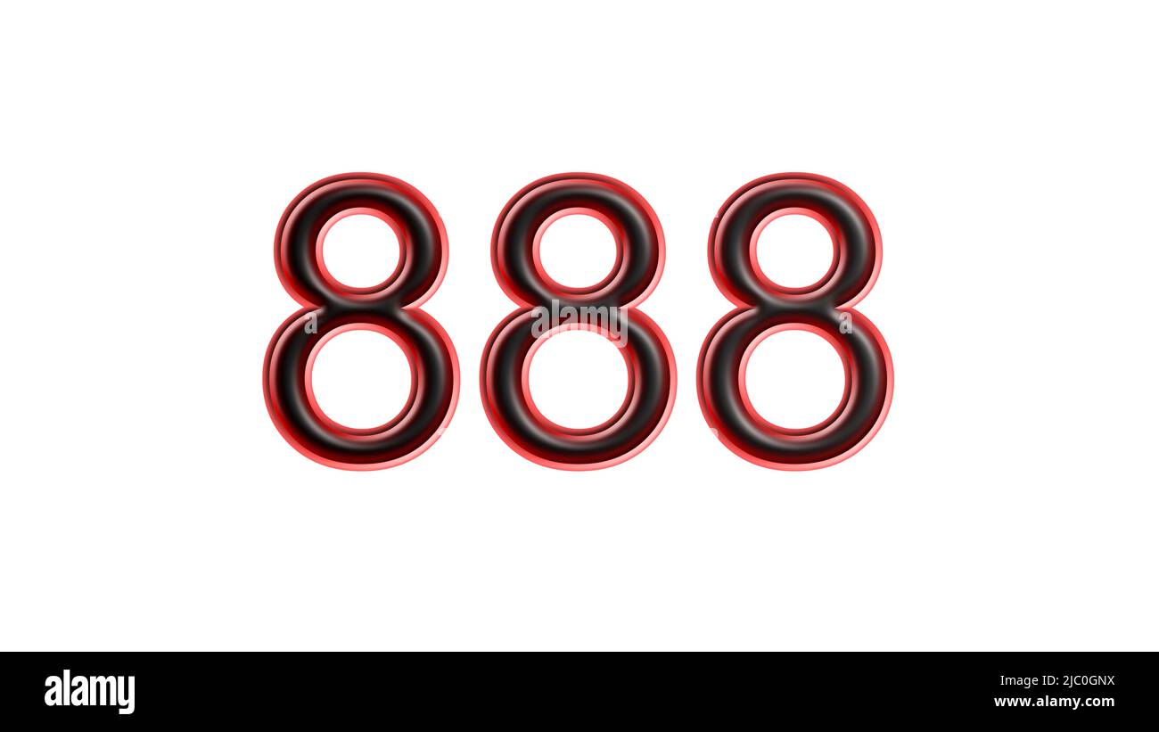 red 888 number 3d effect white background Stock Photo - Alamy