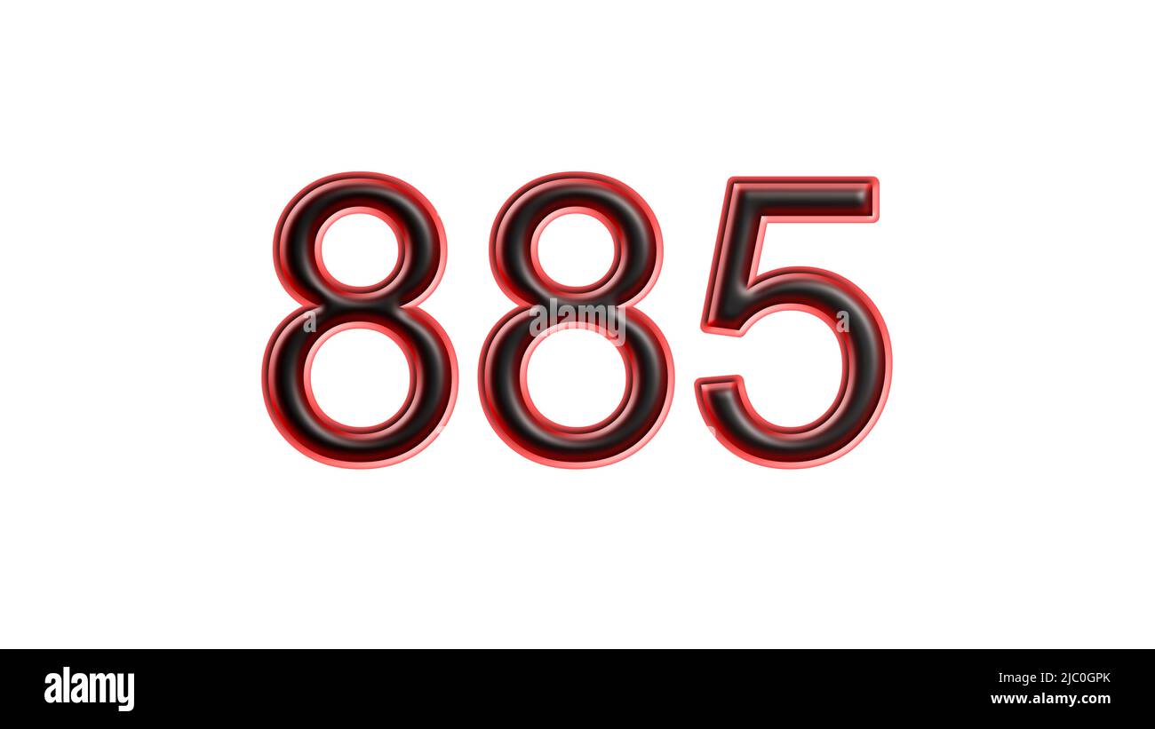 red 885 number 3d effect white background Stock Photo - Alamy