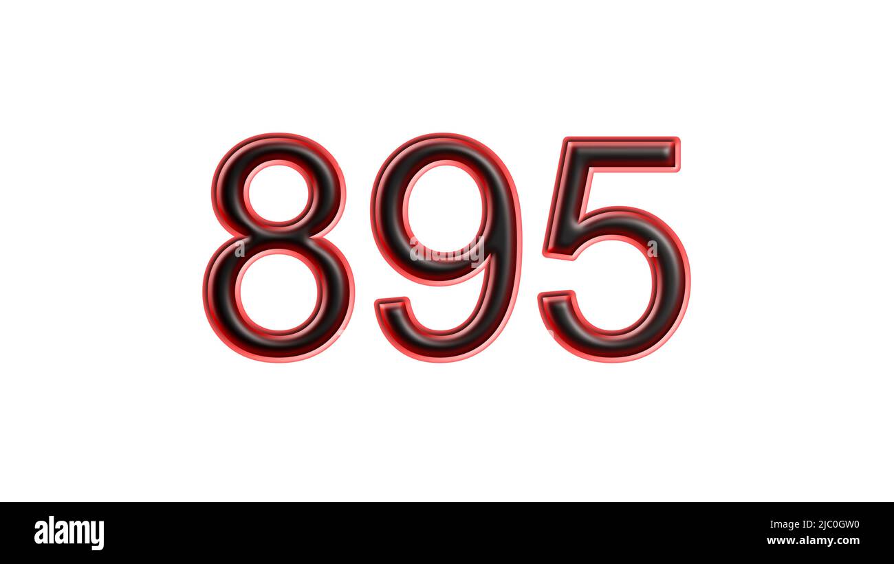 red 895 number 3d effect white background Stock Photo - Alamy