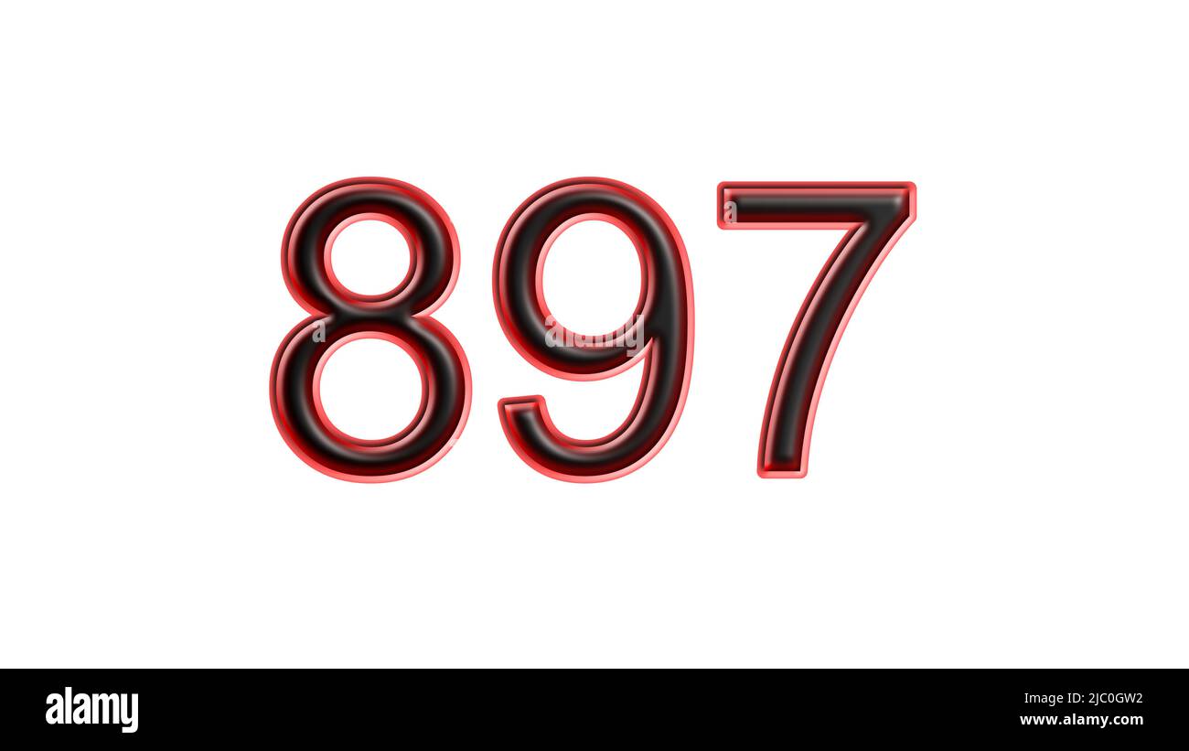 red 897 number 3d effect white background Stock Photo - Alamy