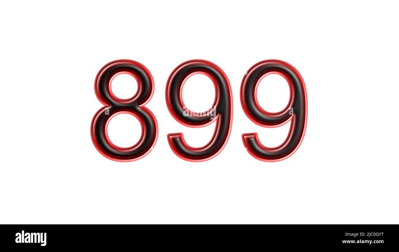red 899 number 3d effect white background Stock Photo - Alamy